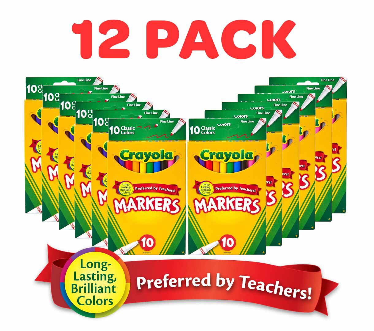 Classic Fine Line Markers, 12 Packs of 10ct | Crayola