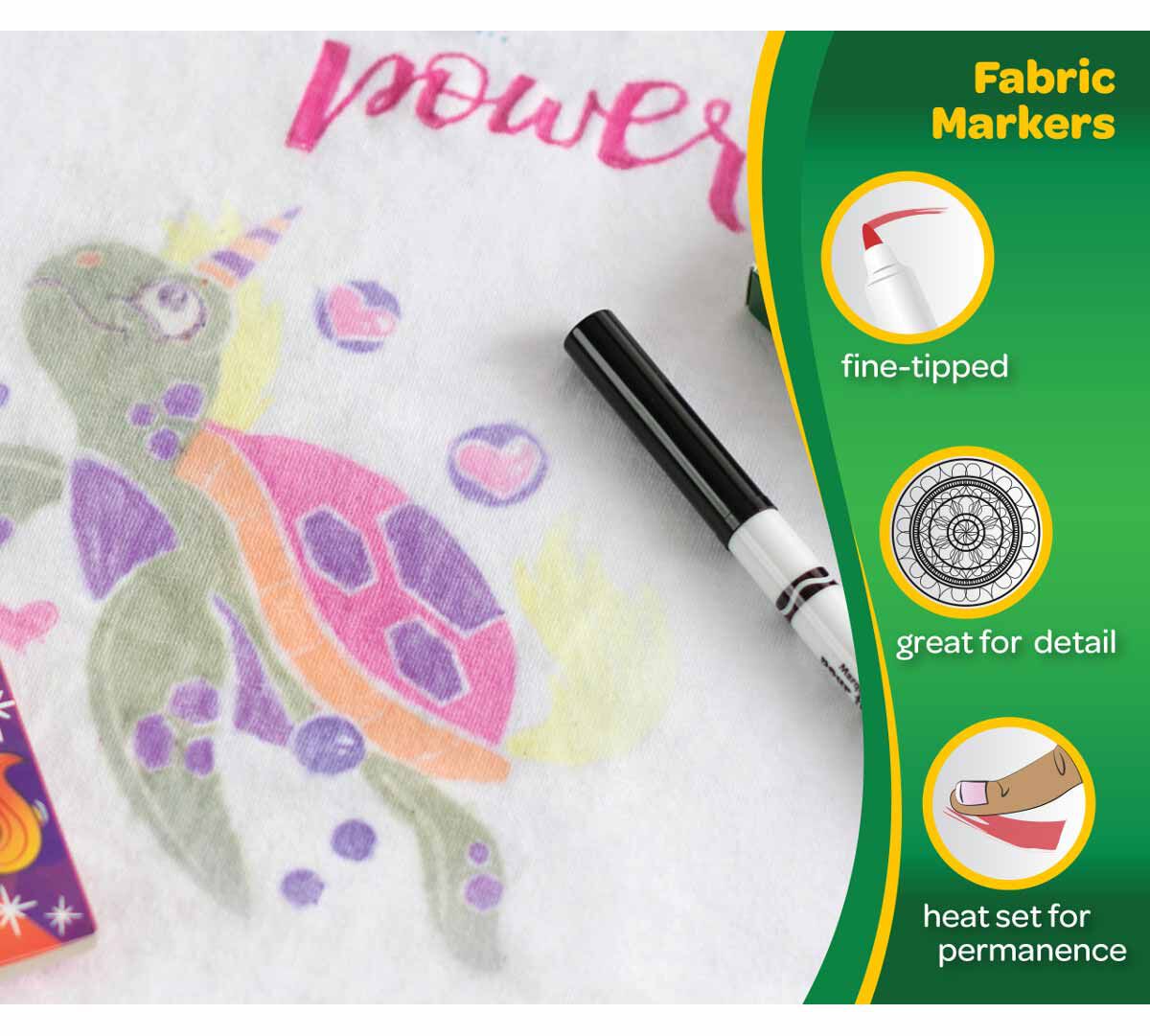 Permanent Fabric Markers, Fine Line, 10 Count | Crayola.com | Crayola