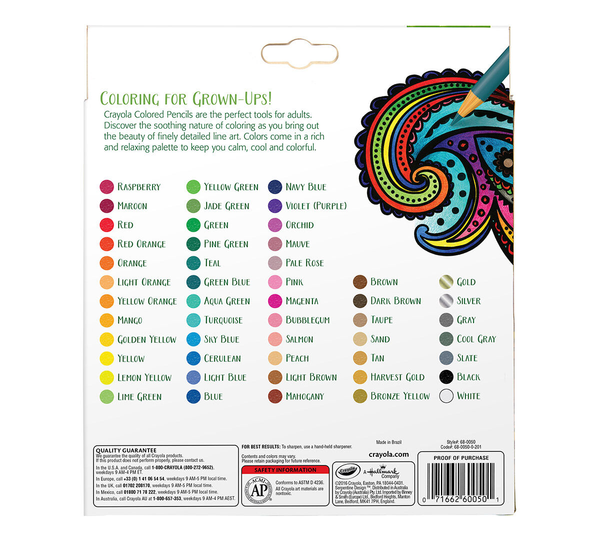 Colored Pencils, Adult Coloring Set, 50ct | Crayola.com | Crayola