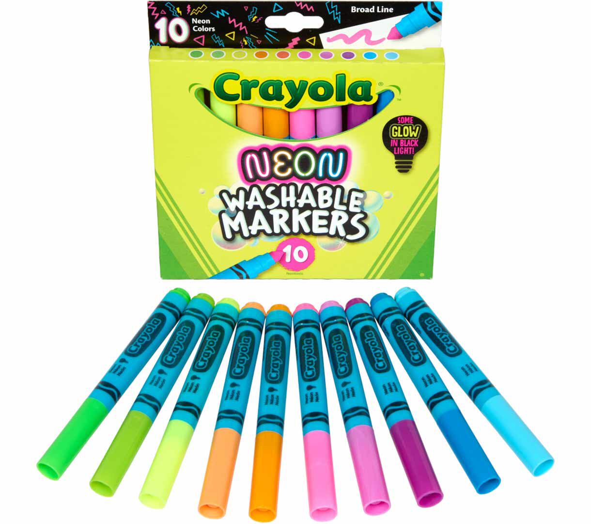 Neon Broad Line Washable Markers - Glow In The Dark | Crayola