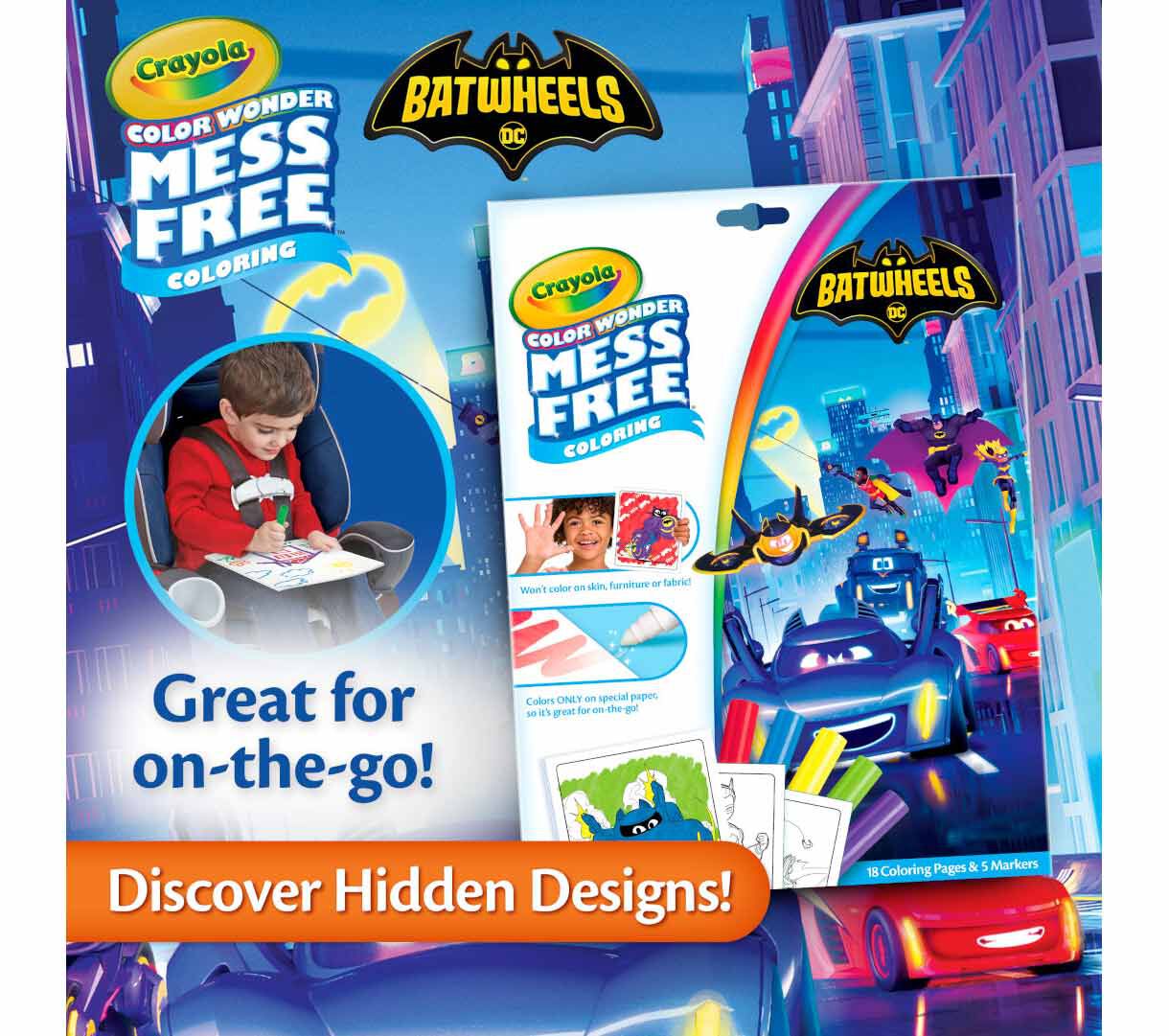 Color Wonder Mess Free Batwheels Coloring Set | Crayola