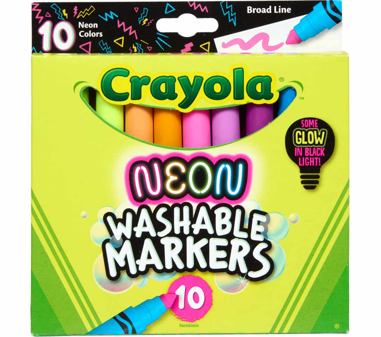 Neon Broad Line Washable Markers - Glow In The Dark | Crayola